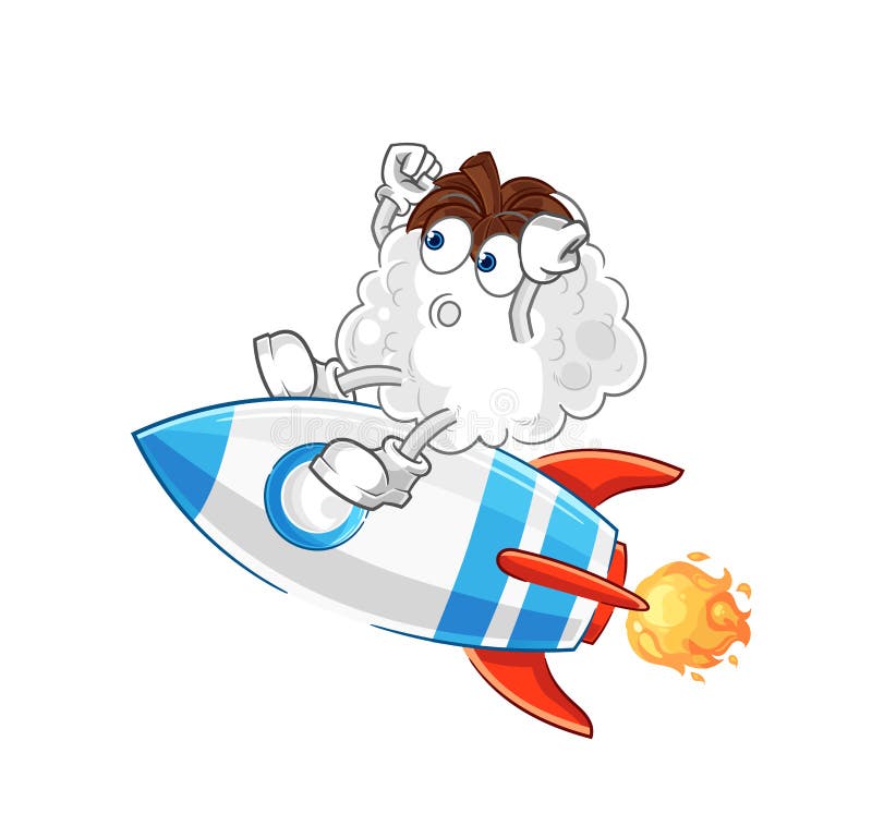 Cotton Ride a Rocket Cartoon Mascot Vector Stock Vector - Illustration ...