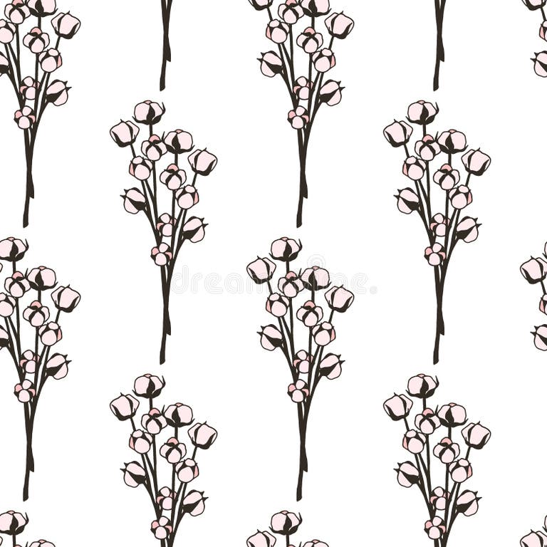 Cotton seamless pattern stock vector. Illustration of industry - 95026236