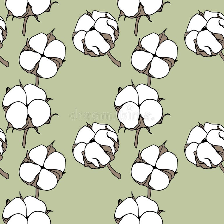 Cotton seamless pattern stock vector. Illustration of beautiful - 95713252