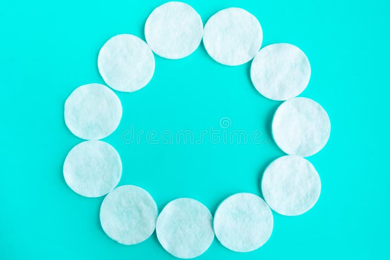 Cotton Sponges Frame on Blue Background Stock Image - Image of concept ...