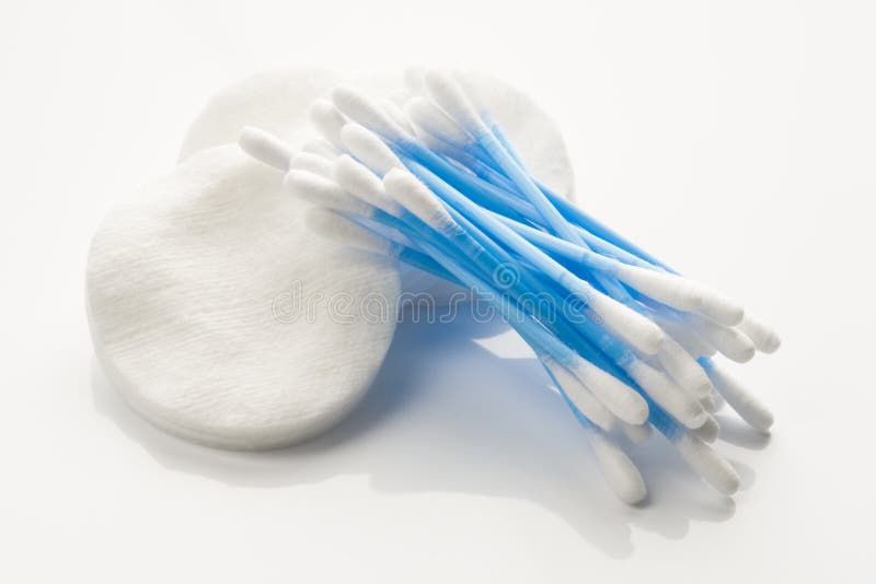 Blue Cleaning Brush and Cotton Pads Stock Photo - Image of earwax ...