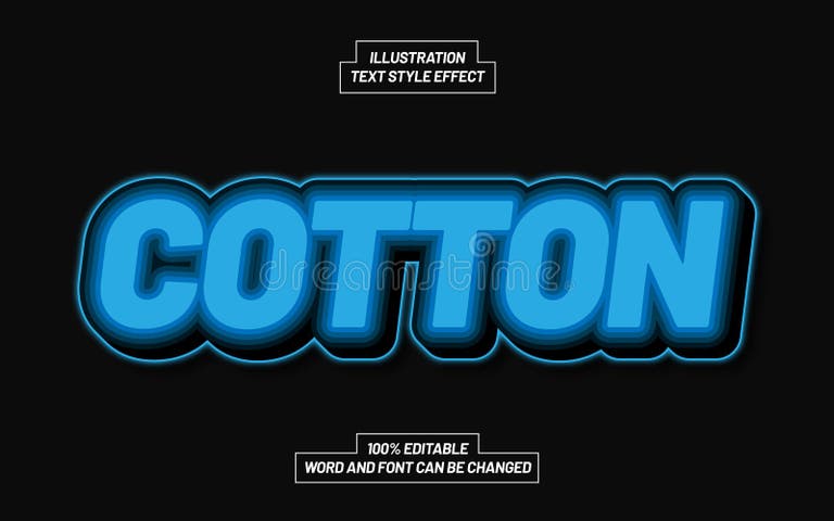 Cotton Blue Text Style Effect Stock Vector - Illustration of effect ...