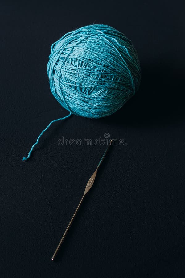 Cotton Thin Thread and Crochet Hook Stock Photo - Image of skein, hobby ...