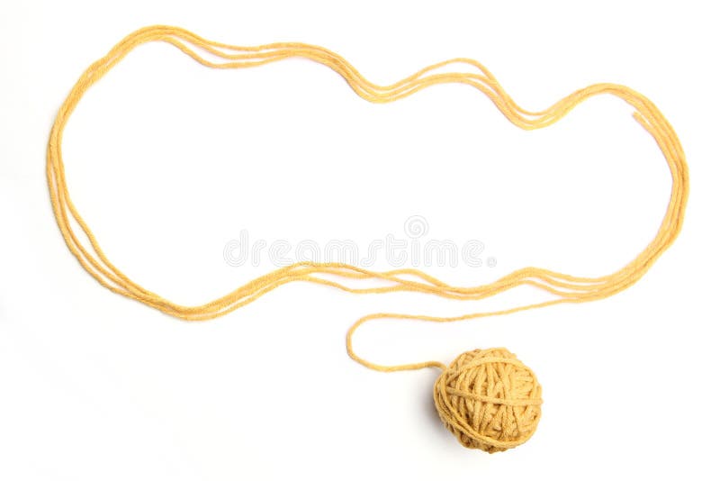 Cloud Made of Yellow Thread and Thread Ball Isolated on White ...