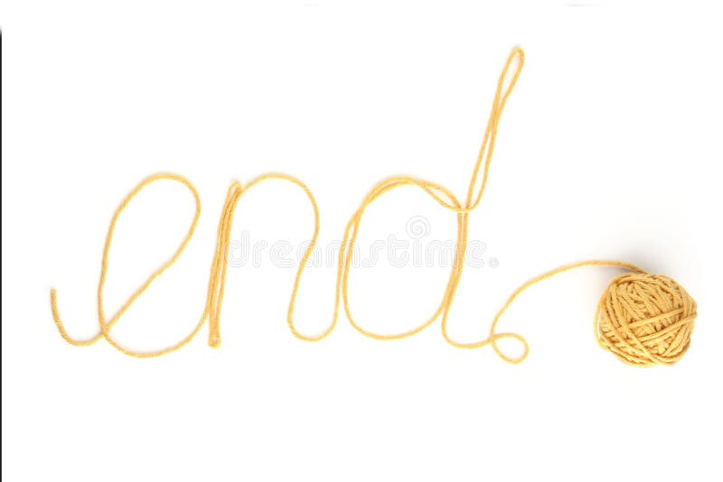 Word End Made of Yellow Thread and Thread Ball Isolated on White ...