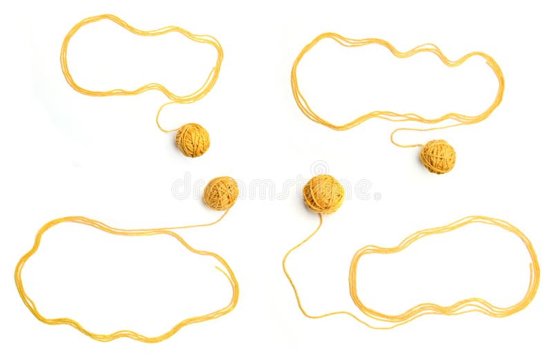 Set of Clouds Made of Blue Threads and Thread Balls Isolated on White ...