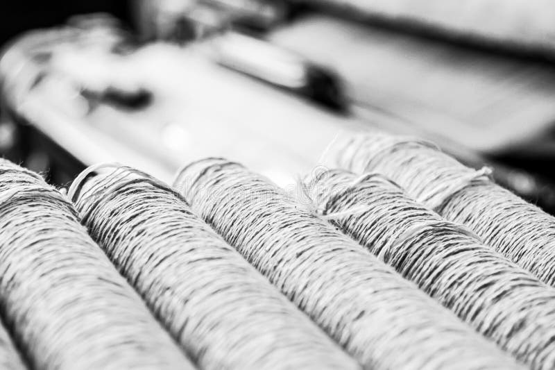 Cotton Thread Spool on a Weft Assembly Line Loom for Textiles Stock ...