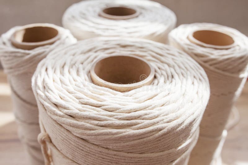 Cotton Threads on Rustic Wooden Table. Hobby Knitting Cotton Thread ...