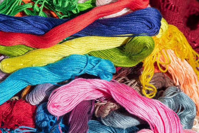 Cotton Threads for Sewing. Multicolored Palette, Handmade Process Stock ...