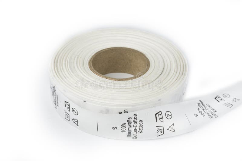 Cotton Wash Care Label in a Roll for Textile Production Stock Photo ...