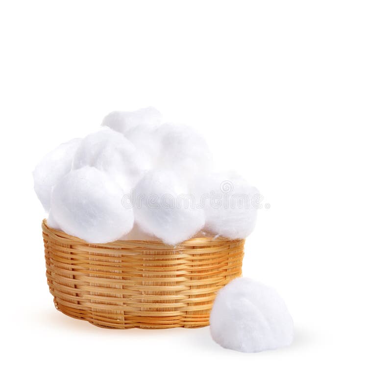 Cotton Wool in Samall Basket on White Background Stock Illustration ...