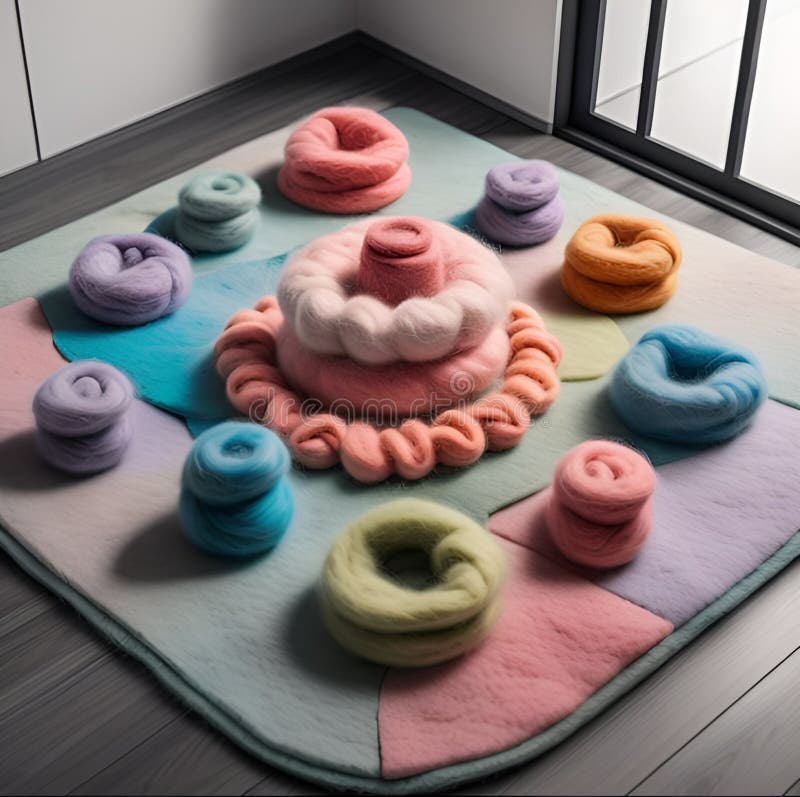 Cotton Wool Yarn in a Stack on the Carpet in the Room Stock ...