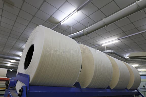 Cotton Yarn on Spinning Line Stock Photo - Image of process, plant ...