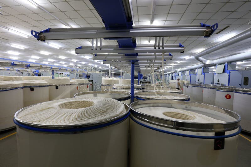 Cotton Yarn on Spinning Line Stock Image - Image of fiber, factory ...
