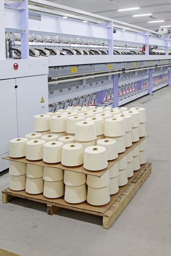 Cotton Yarn in Spinning Workshop Stock Image - Image of yarn, metal ...