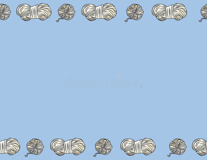 Cotton Yarn Threads Comic Style Doodles Seamless Border Pattern. Cozy ...