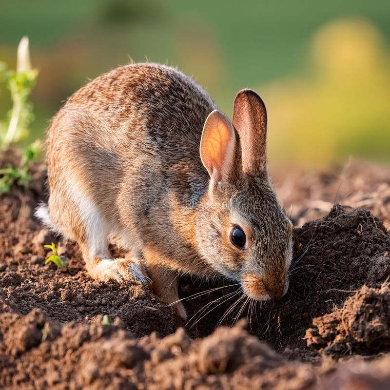 Cottontail Rabbit Digging, AI Generated Stock Illustration ...