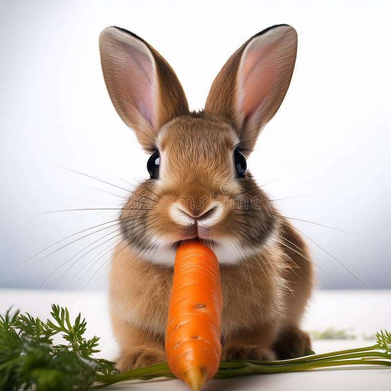 Cottontail Rabbit Eating Carrot, AI Generated Stock Illustration ...