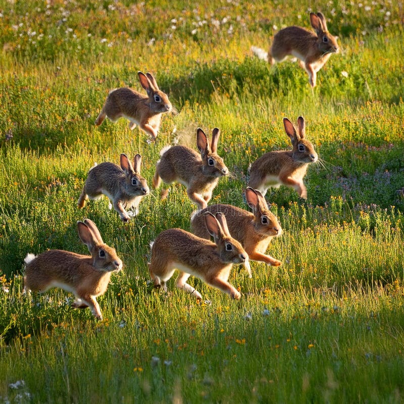 Cottontail Rabbit Running, AI Generated Stock Illustration ...