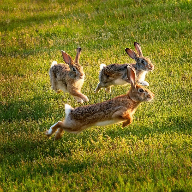 Cottontail Rabbit Running, AI Generated Stock Illustration ...