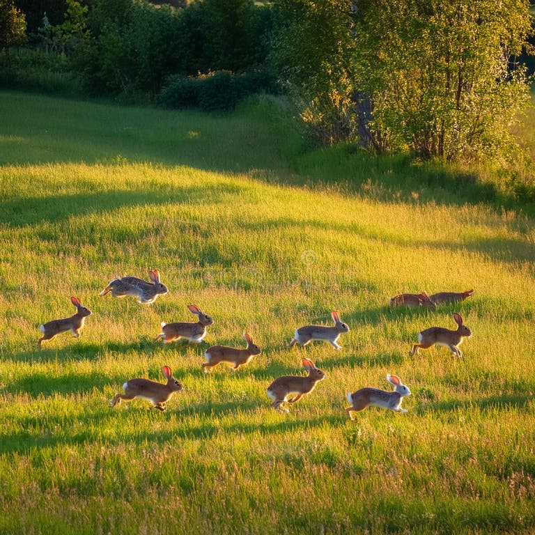 Cottontail Rabbit Running, AI Generated Stock Illustration ...
