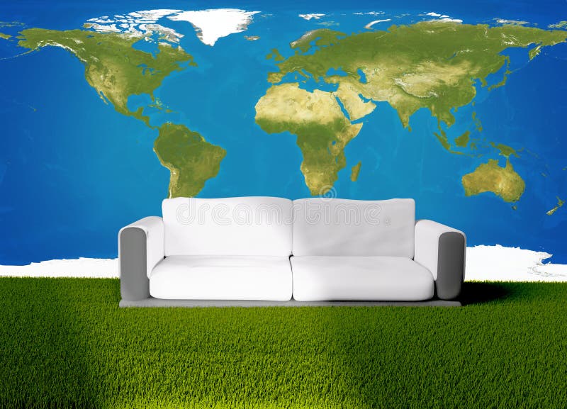 Couch Sofa on Green Grass 3d-illustration. Elements of this Image ...