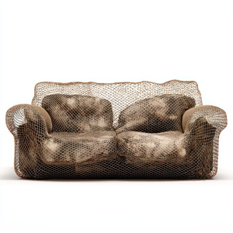 Couch Worn Mesh, 3D Render, Isolated on a White Background Stock ...