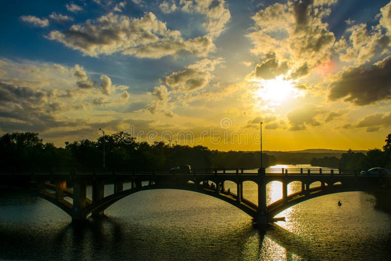 Coucher Du Soleil De HDR Chez Lamar Bridge Dans Austin Texas Du Centre ...