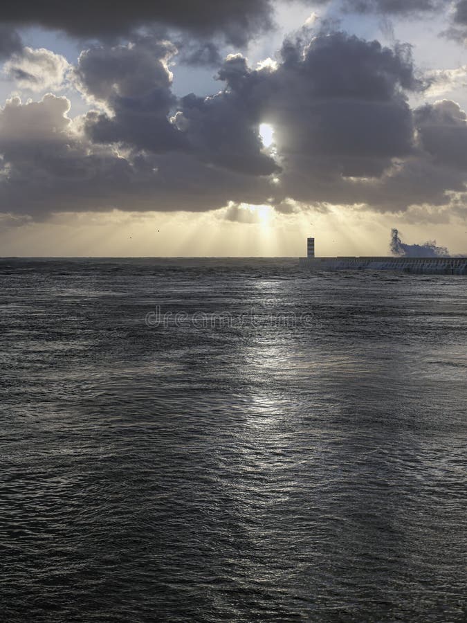 Coudy Sunset at the River Mouth Stock Image - Image of dusk, mouth ...