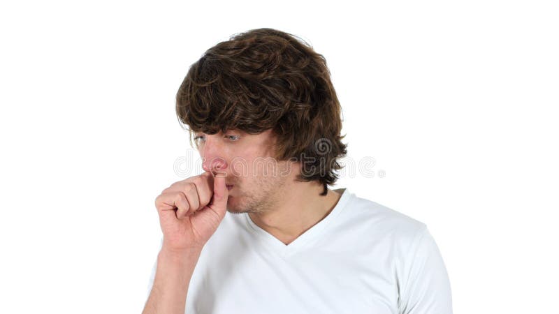 Cough, Coughing Woman, White Background Stock Image - Image of posture ...