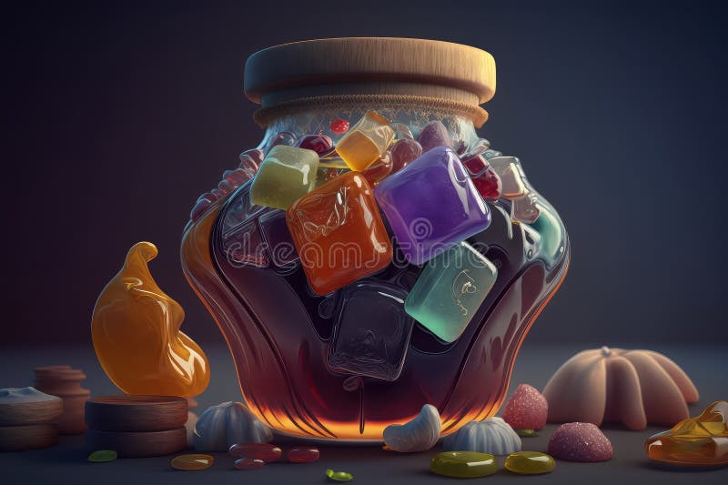 Cough Drop Jar, Overflowing with Different Flavors and Shapes Stock ...