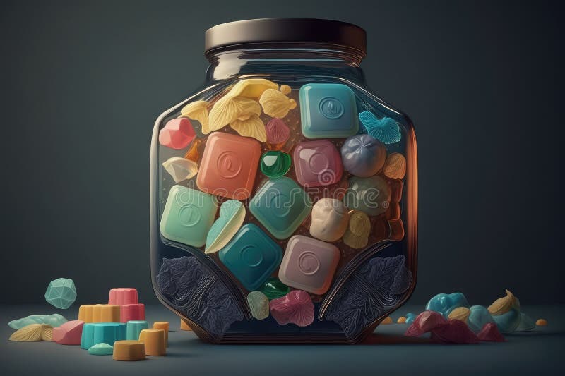 Cough Drop Jar, Overflowing with Different Flavors and Shapes Stock ...