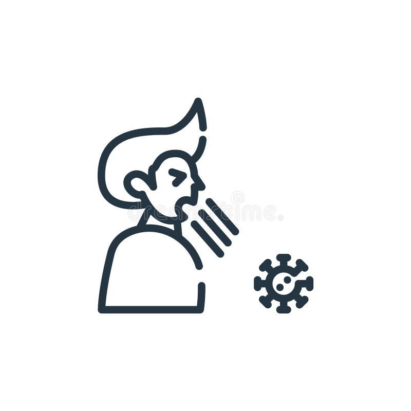 Cough Vector Icon Isolated on White Background. Outline, Thin Line ...