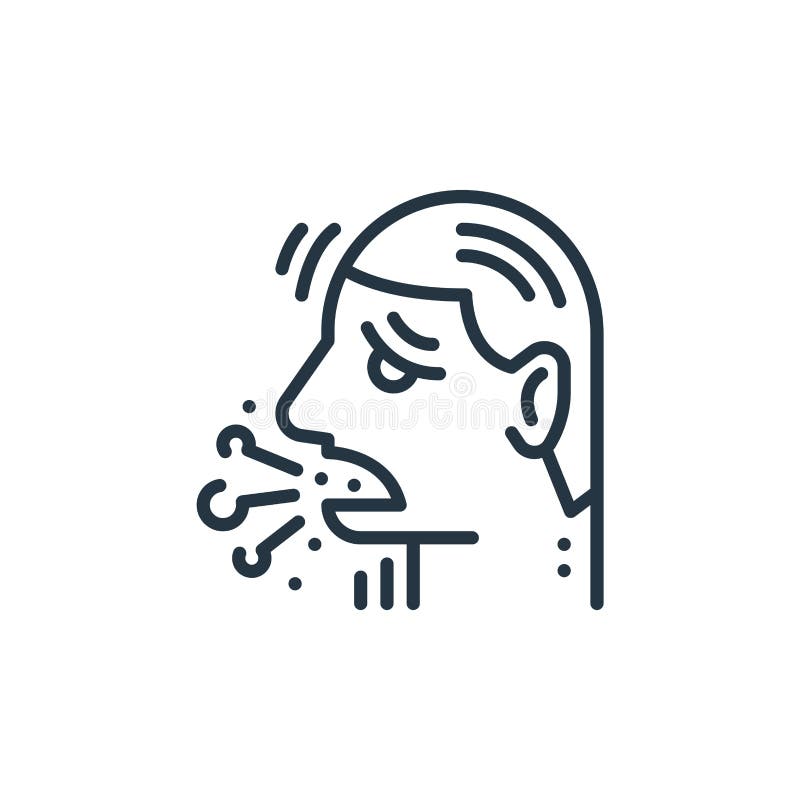 Cough Vector Icon Isolated on White Background. Outline, Thin Line ...