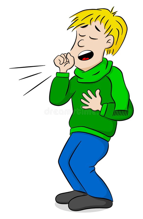 Coughing cartoon man stock vector. Illustration of comic - 112738555