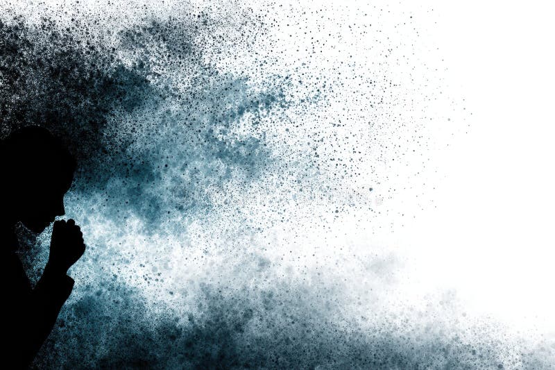 Coughing Silhouette Dissolving into Smoke Particles Conveys Deep ...