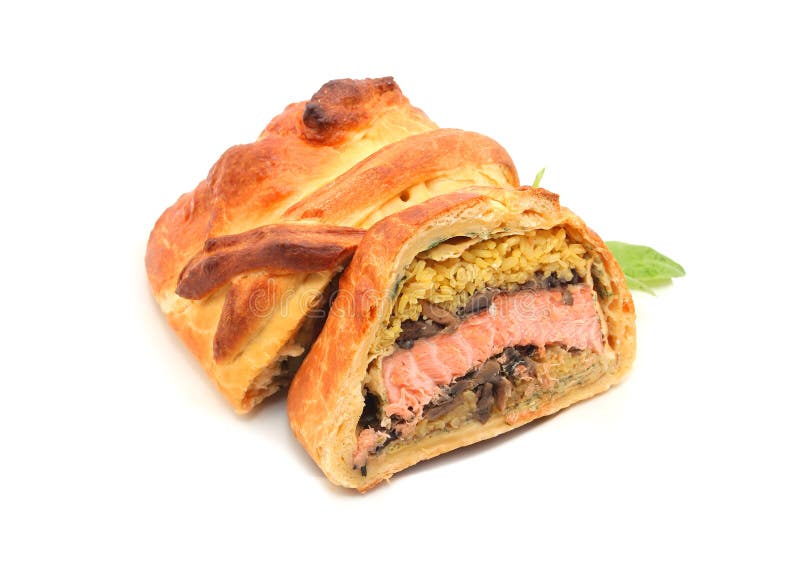 Coulibiac stock photo. Image of cuisine, yellow, seafood - 52546442