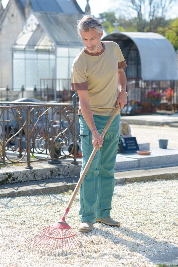 Council caretaker at work stock image. Image of autumn - 122440601