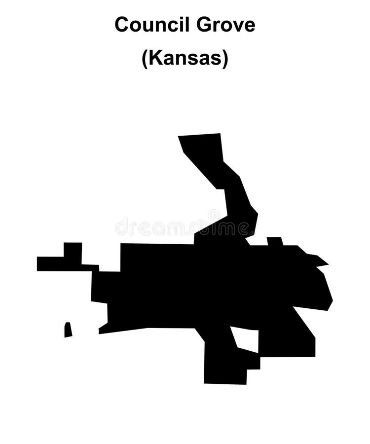 Council Grove outline map stock vector. Illustration of detailed ...