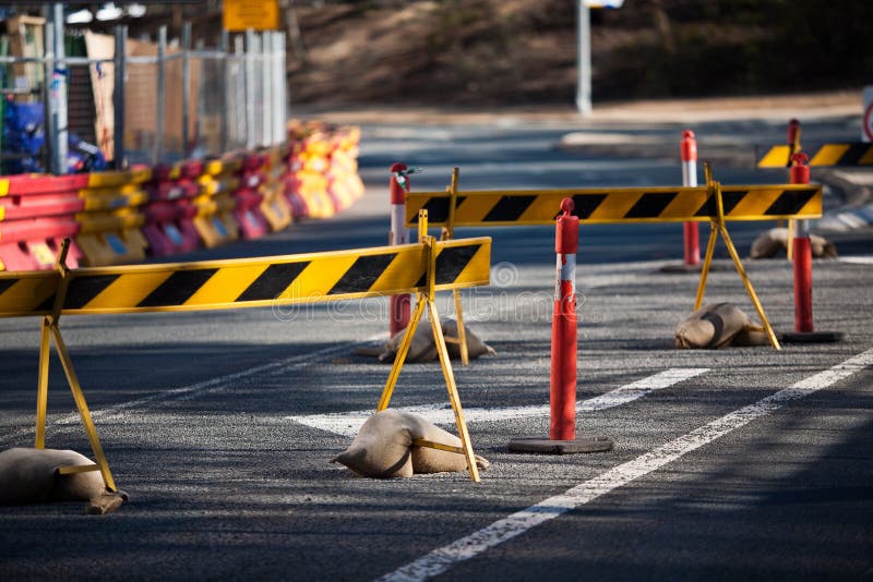 Council road blocks stock image. Image of repair, roadworks - 21362837