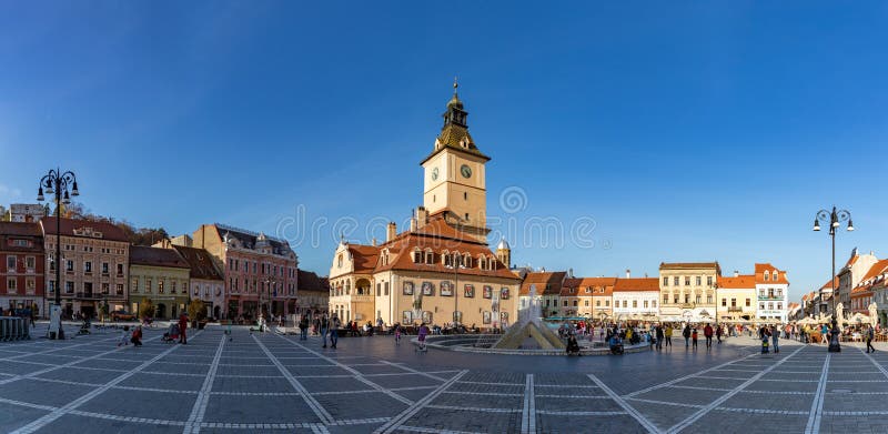 The Council Square and Old Town Hall in Brasov Editorial Photography ...