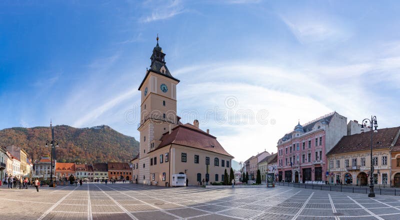 The Council Square and Old Town Hall in Brasov Stock Photo - Image of ...