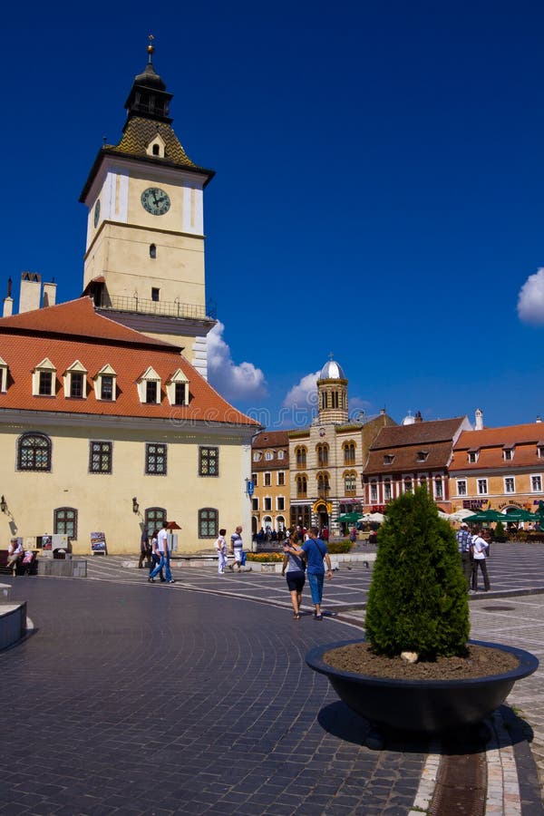 The Council Square in Downtown, Brasov, Romania. Stock Photo - Image of ...