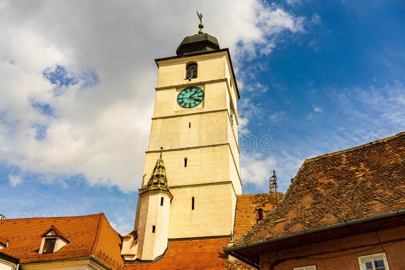 Council Tower in the Old Town, Sibiu Stock Photo - Image of city ...