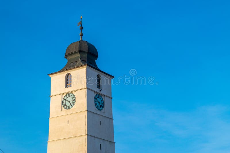 Council Tower of Sibiu Towards a Blue Sky in Sibiu, Romania Stock Image ...