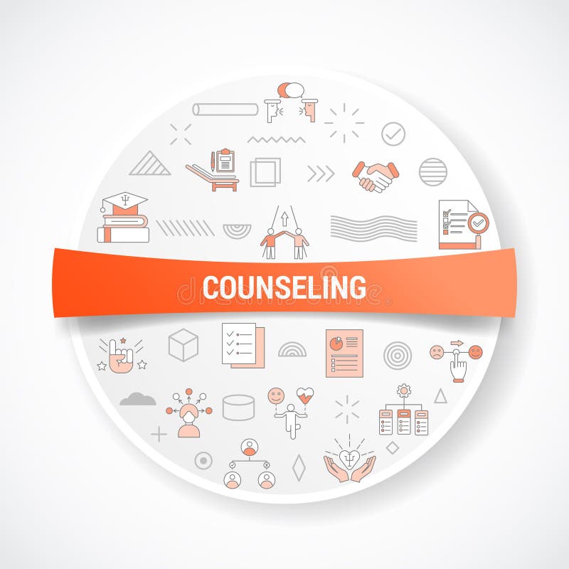 Counseling Concept with Icon Concept with Round or Circle Shape for ...