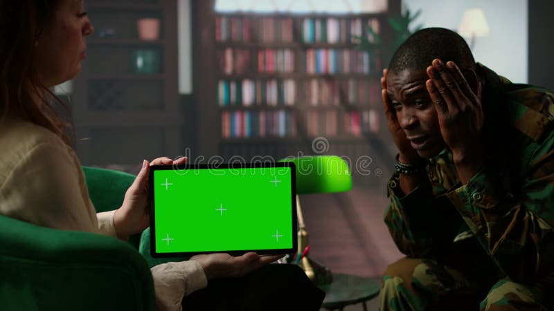 Counseling Session for a Army War Soldier with Isolated Copy Space ...