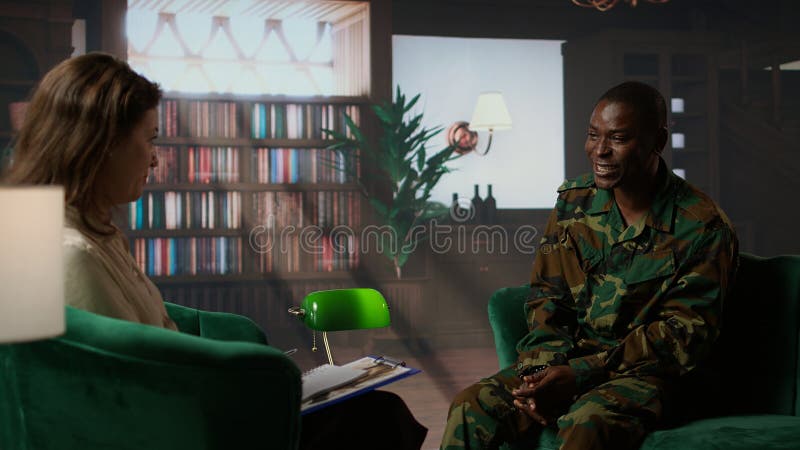 Counselor Offering Tissues during Emotional Therapy Session in Bright ...