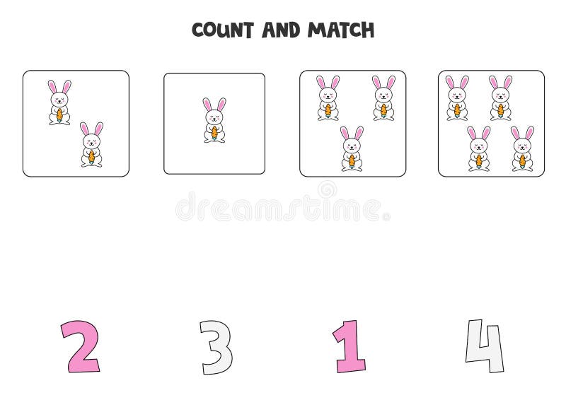 Counting Game for Kids. Count All Easter Rabbits and Match with Numbers ...