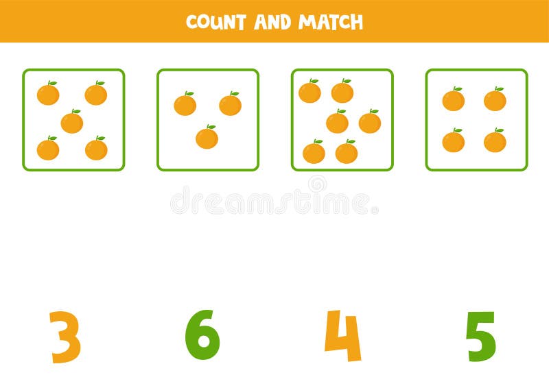 Counting Game for Kids. Math Game with Cartoon Oranges. Stock Vector ...